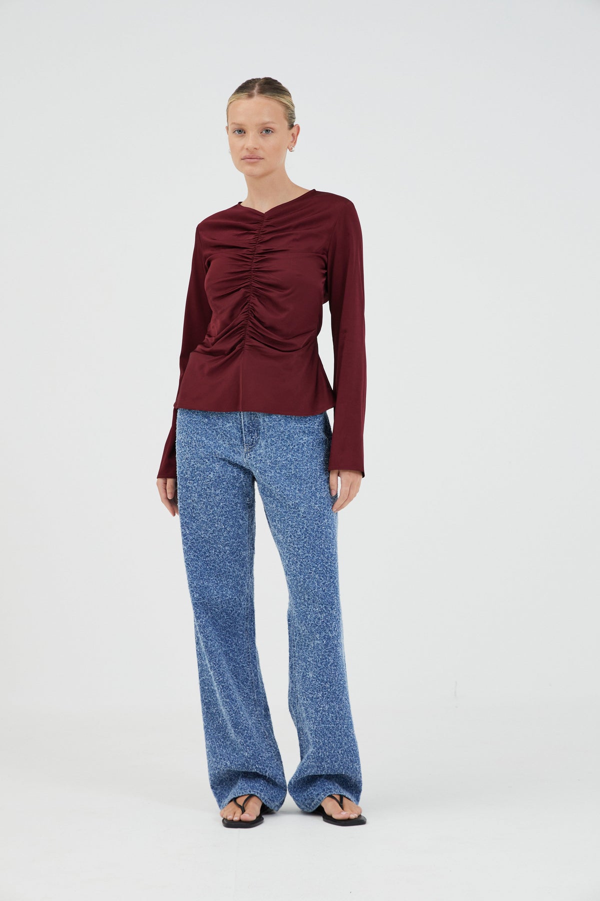 ALLURE GATHERED LONG SLEEVE TOP | CABERNET | THIRD FORM | Women's ...