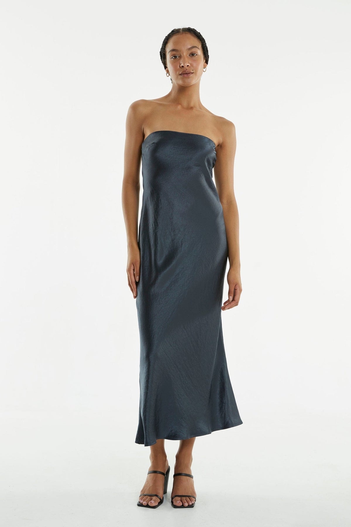CRUSH BIAS STRAPLESS DRESS | GUN METAL | Third Form | Night Out ...