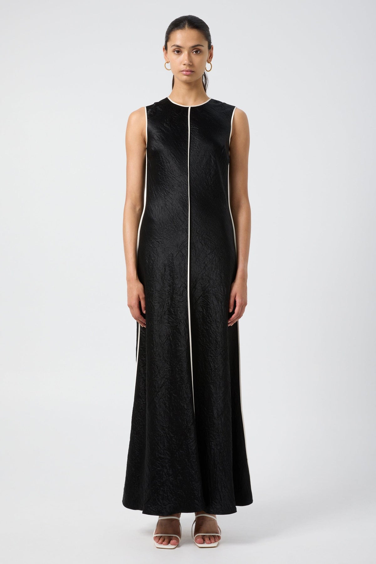 CRUSH CONTRAST BIND MAXI TANK DRESS | BLACK & CREAM | THIRD FORM ...