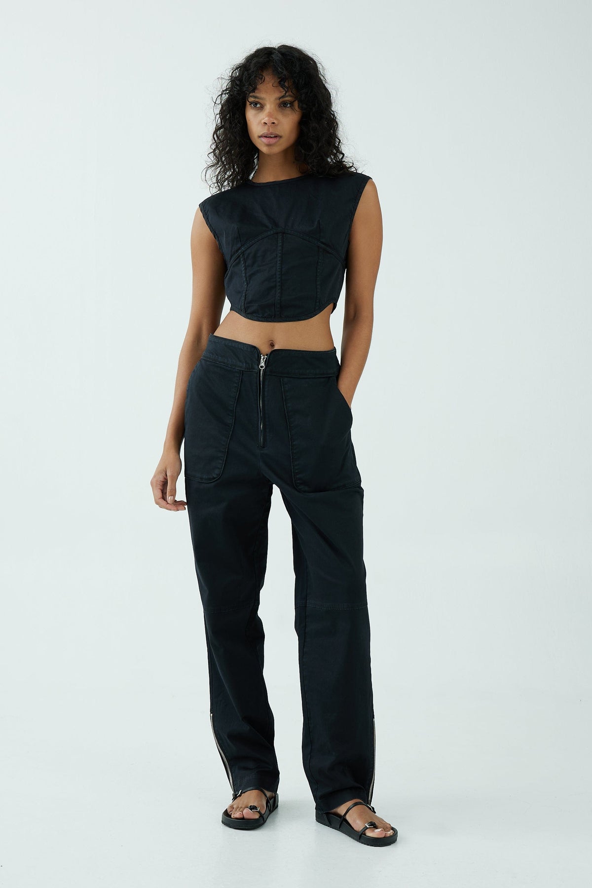 UNIFORM ZIP UP TROUSER | BLACK — THIRD FORM - International
